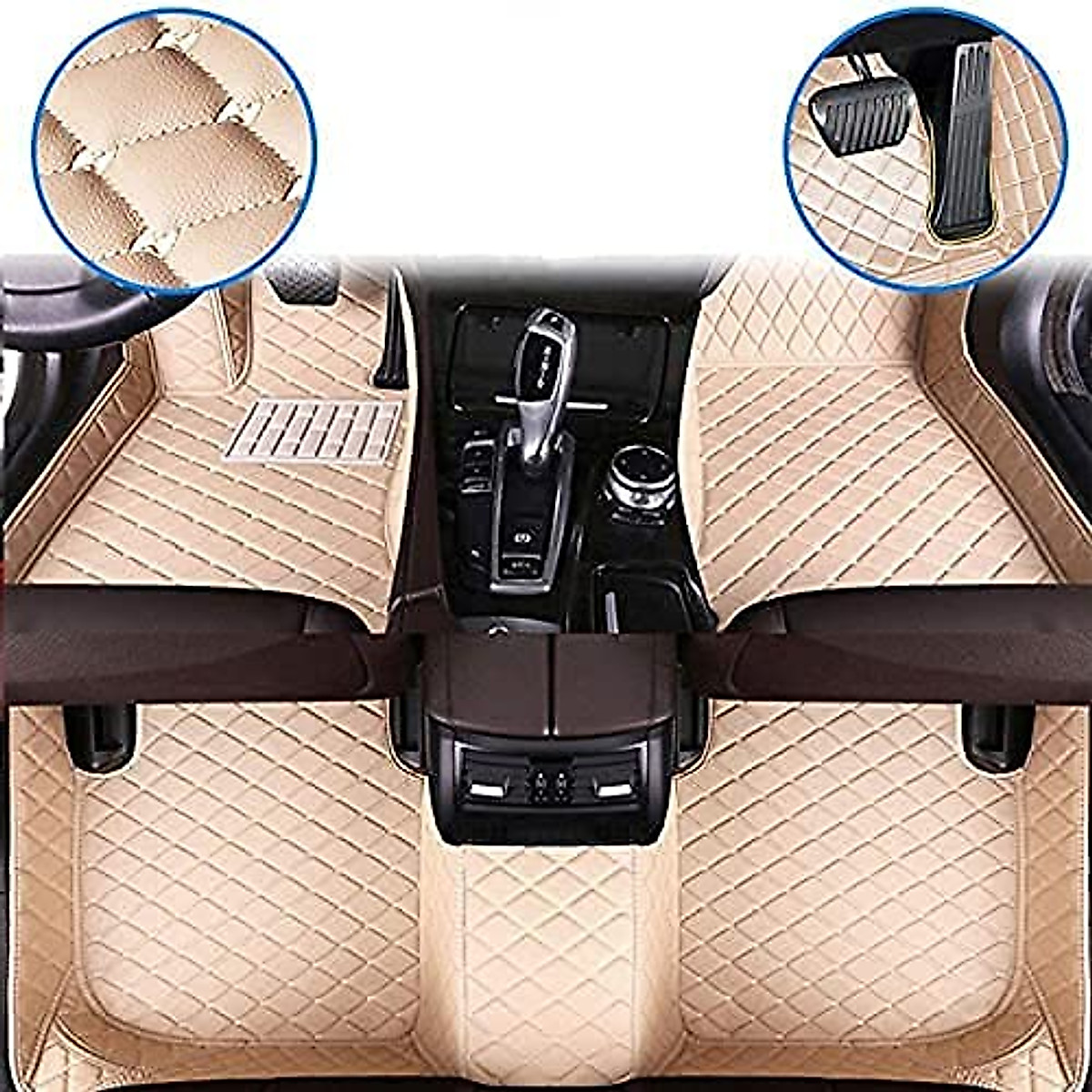 Car Floor Mats for Volvo - S60 2011-2017 Full Coverage Foot Pad All Weather Anti-Slip Waterproof Dustproof Interior Protection Luxury PU Leather Custom Auto Carpe QUUFAA (Beige,S60 2011-2017 Year)
