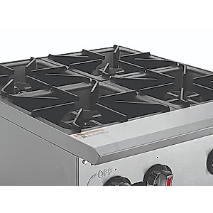 Kratos 29Y-071 4-Burner Gas Hot Plate, 24"W, Natural Gas, Field Convertible to LP