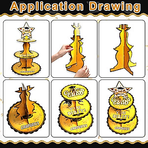 Hying Graduation Cupcake Stands 2024 for Dessert Table Party, 3 Tire Round Cardboard Dessert Stand 2024 Blue for Graduation Party Favors Supplies 2024 Cupcake Tower Display Congrats Grad 2024