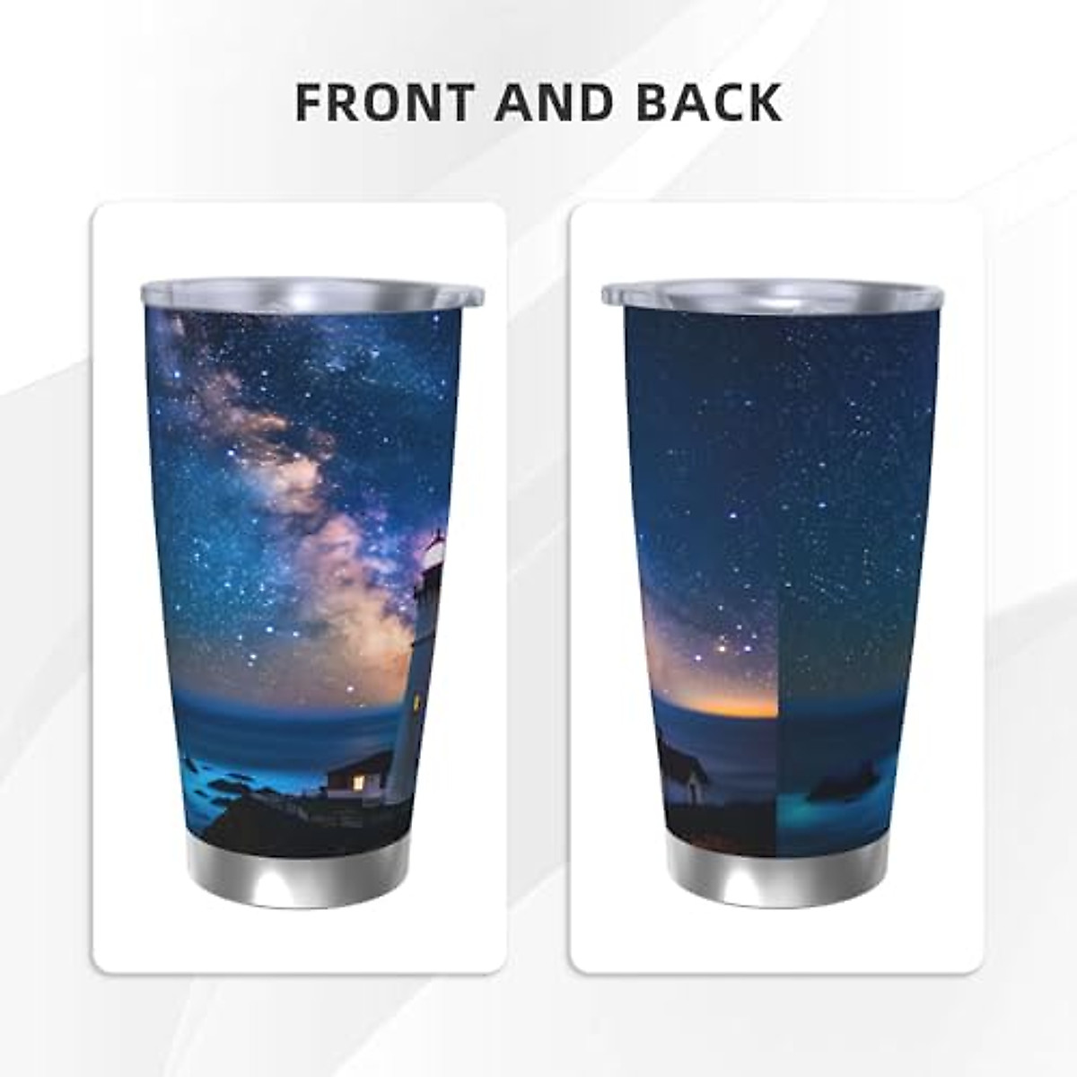 AYCZN Lighthouse On The Coast 20 OZ Tumbler Stainless Steel Travel Coffee Mug, Star Night Insulated Water Bottle with Lid Leakproof Thermal Cup
