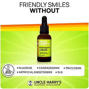 Uncle Harry's Natural & Fluoride-Free Remineralization Liquid for Tooth Enamel - Freshens Breath & Strengthens Teeth (2 Pack, 1 oz.)