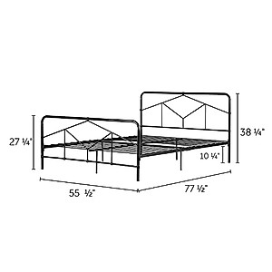 South Shore Sazena Geometric Metal Platform Bed -Full-Matte Black