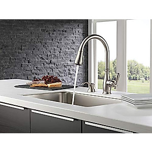 DELTA FAUCET CO 19962-SSSD-DST Stainless Steel Single Pul Kitchen Faucet with Soap Dispenser