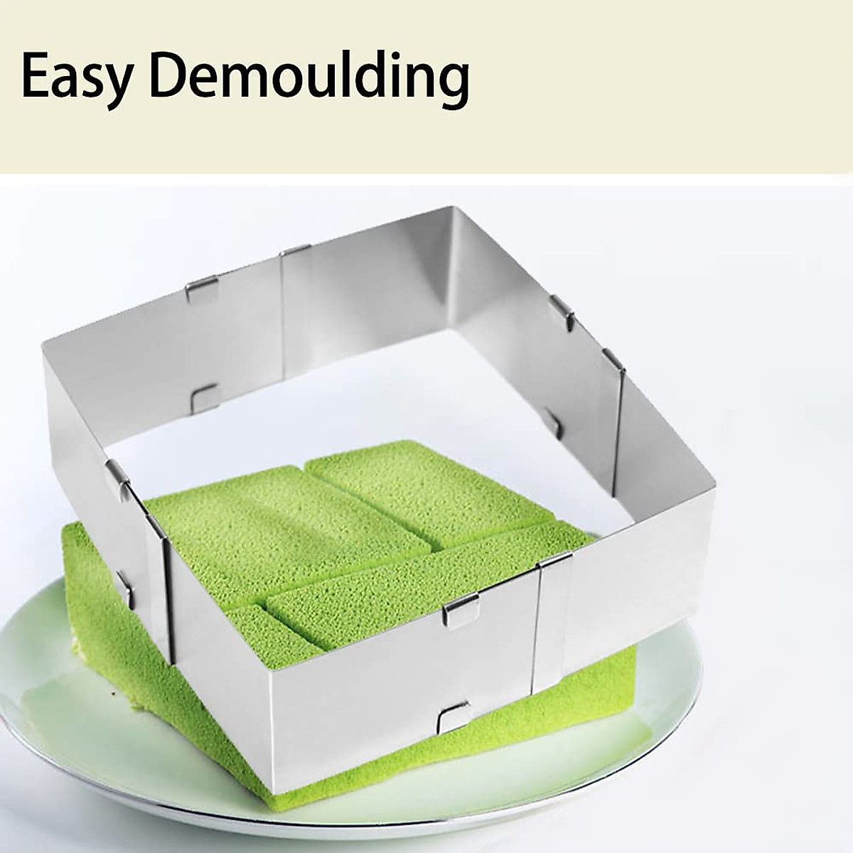 Utoolmart Cake Mold Adjustable Cake Ring Molds from 6" to 11" Stainless Steel Square Mousse Cake Cutter Baking Mold Pastry Kitchen Cooking Tool