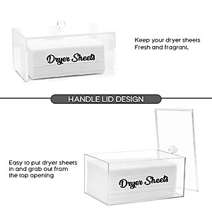 LENIUM Dryer Sheet Holder for Laundry Organization and Storage , Set of 2 Clear Dryer Sheet Dispenser 7.3x5x3.7, Laundry Pods Container with Lid Modern Sleek Design, Container with Lid, Laundry Pods