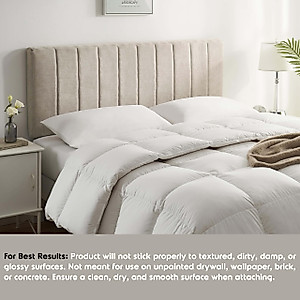 Upholstered Queen Headboard - Easy Assemble Channel Stitched Headboard Queen Size - Wall Mounted Headboard with 3D Soundproof Wall Panels Peel & Stick Floating Headboards for Queen Size Bed - Beige