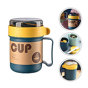 VOSAREA Microwave Soup Mug Lunch Bag Women Coffee Mug 1 Pc Soup Mug with Lid Portable Soup Mug Breakfast Cup Household Milk Cup with Spoon and Handles (500ml) Lunch Bag Women Coffee Mug