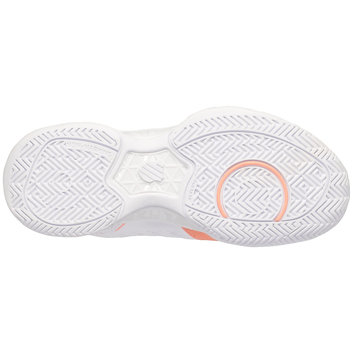 K-Swiss Women's Bigshot Light 4 Tennis Shoe, Peach Amber/White/Asphalt, 9.5 M