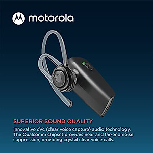 Motorola Bluetooth Earpiece HK385 in-Ear Wireless Mono Headset with CVC Touch Control for Clear Voice Calls - IPX4 Sweat Resistant, Smart Touch/Voice Control, Noise Suppression, Multipoint Connect
