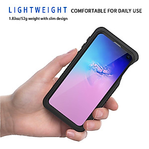 Lanhiem Samsung Galaxy S10e Case, IP68 Waterproof Dustproof Shockproof Case with Built-in Screen Protector, Full Body Sealed Underwater Protective Clear Cover for Samsung S10e, Black