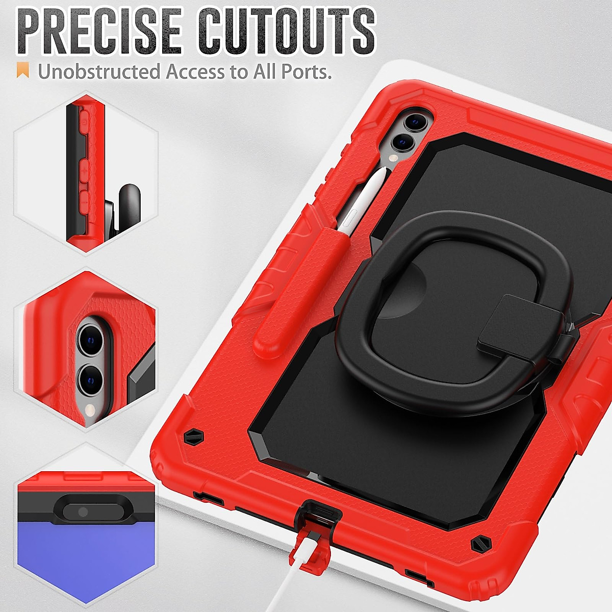 Cover Case Heavy Duty Shockproof TPU Case Compatible with Samsung Galaxy Tab S9 Ultra 14.6 Inch 2023 (SM-X910/X916B/X918U) Kids Case,360 Degree Rotating Handle Stand Bracket W Screen Protector+Shoulde