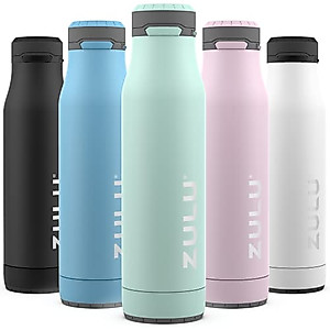 ZULU Ace Vacuum Insulated Stainless Steel Water Bottle with Leak-Proof Locking Lid and Removable Base, Yucca, 24oz