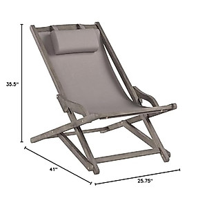 Christopher Knight Home Nikki Outdoor Wood and Canvas Sling Chairs, 2-Pcs Set, Grey