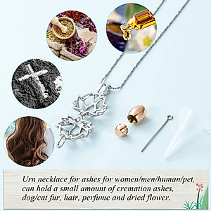 Imrsanl Cremation Jewelry for Ashes - Lotus Flower Ashes Pendant Necklace with Mini Keepsake Urn Memorial Ash Jewelry (Rose Gold)