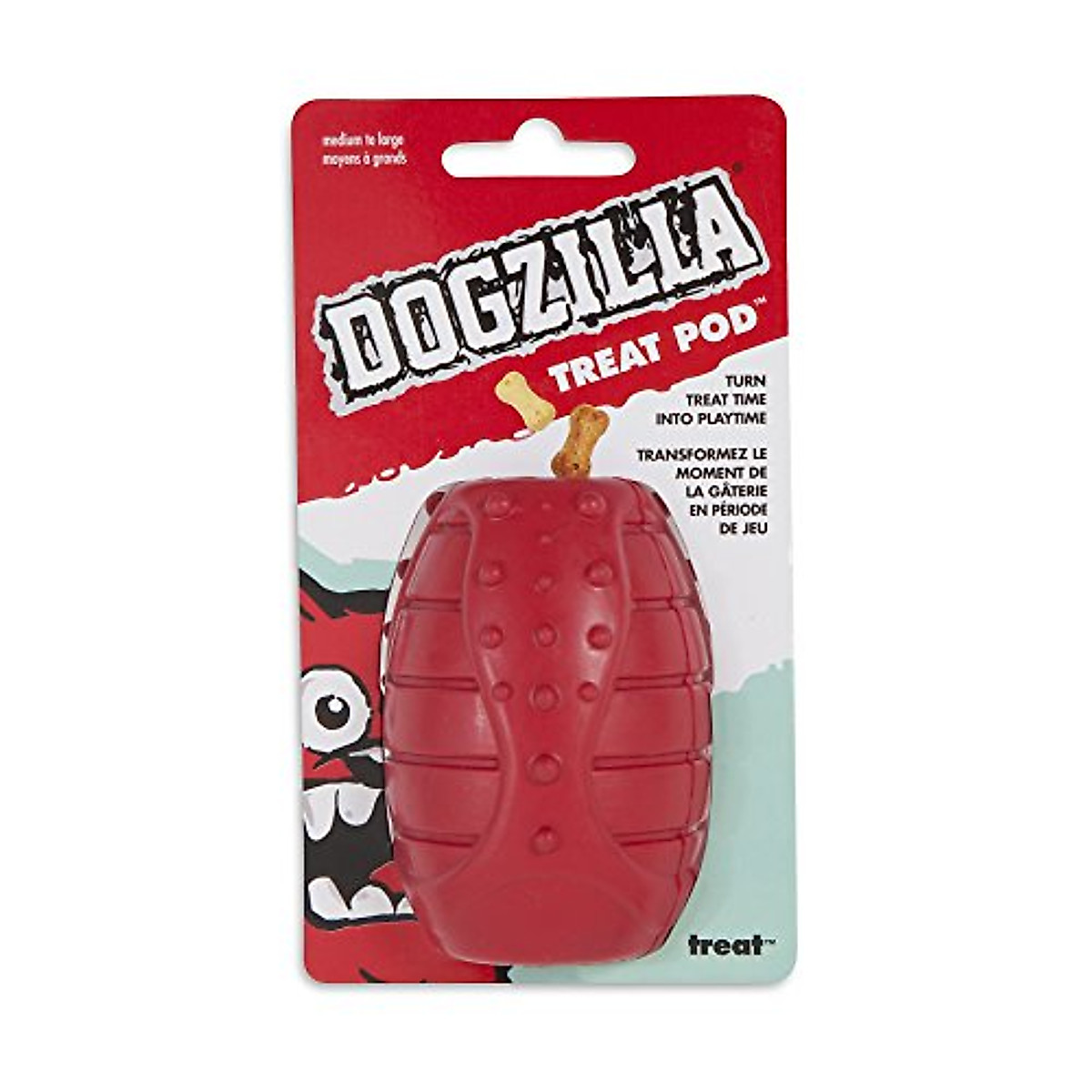 Petmate Dogzilla Treat Pod Toy, Red, Medium