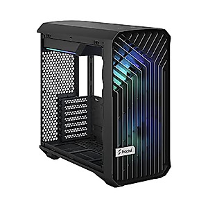 Fractal Design Torrent Compact RGB Black - Light Tint Tempered Glass Side Panels - Open Grille for Maximum air Intake - Two 180mm RGB PWM Fans Included - Type C - ATX Airflow Mid Tower PC Gaming Case