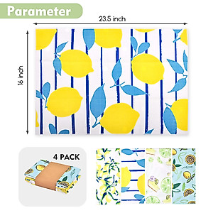 Rainleaf 4 Pack Waffle Funny Kitchen Towels,Absorbent Dishcloths Sets with Saying,Cute as Decorative Dish Towels,Birthday,Housewarming Gift-Lemon