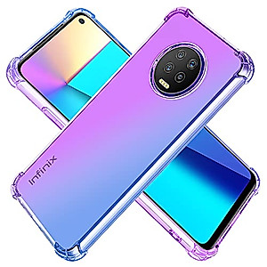 KOARWVC Case for Infinix Note 7 Case, X690 Case, Crystal Clear Case Gradient Slim Anti Scratch TPU Shockproof Protective Phone Cases Cover for Infinix note7 (Purple/Blue)