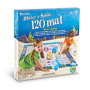 Learning Resources Make a Splash 120 Mat Floor Game, Addition/Subtraction - 136 Pieces, Ages 6+ Math Games for Kids, Educational Games