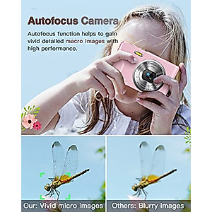 Digital Camera, Zostuic 48MP Autofocus Kids Camera with 32GB Card 1080P Video Camera with 16X Zoom, Compact Portable Small Cameras Christmas Birthday Gift for Children Kid Teen Student Girl Boy(Pink)