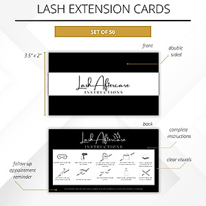 Lash Aftercare Card - 50 Aftercare Lash Extensions Card | Eyelash Extension Aftercare Client Cards 3.5" x 2" | Lash Care Lash Extension Aftercare Instruction Card