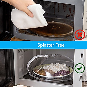 ZEAYEA 4 Pack Microwave Cover for Food, Clear Microwave Splatter Cover with Handle, 10 Inch Dish Plate Cover with Adjustable Steam Vents Keep Microwave Oven Clean, BPA Free Anti-Splatter Guard Lid