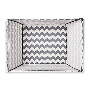 DII Collapsible Polyester Storage Bin, Trapezoid Chevron, Gray, Large