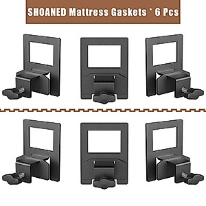 SHOANED Adjustable Non Slip Mattress Gaskets for Metal Bed Frame Box Spring, 6 Pcs Mattress Holder in Place Gripper, Anti-Slip Baffle Mattress Retainer Bar, Keep Mattress from Sliding Gripper, Black