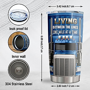 Qatdey Truck Driver Gifts for Men, Cool Gifts for Truck Drivers Tumbler 20oz, Trucker Gifts Mug, Best Gifts for Truckers Cup, Trucker Gifts for Men/Truck Lovers/Dad, Appreciation Gift for Truck Driver