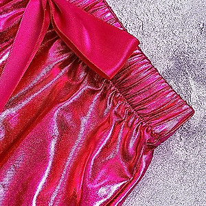 CHENBAO Baby Girls Shorts Metallic Pu Leather Shorts Toddler Girls Short Pants Glitter Sparkle Halloween Shorts Birthday Hot Pink 2T-3T