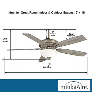 MINKA-AIRE F552L-BNK Watt 60 Inch LED Energy Star Rated Ceiling Fan with DC Motor and 4 Speed Pull Chain in Burnished Nickel Finish