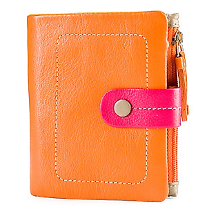 Visconti Mojito M77 Multi Colored Soft Leather Compact Wallet/Purse 3.5" x 4.3" (Orange Multi)