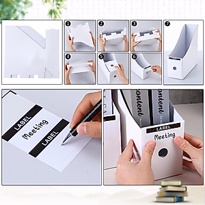 50 Pcs Cardboard Magazine Holder Magazine File Holder Magazine Storage Box Document Magazine File Organizer with 50 Pcs Labels for School Office Home Supplies (White)