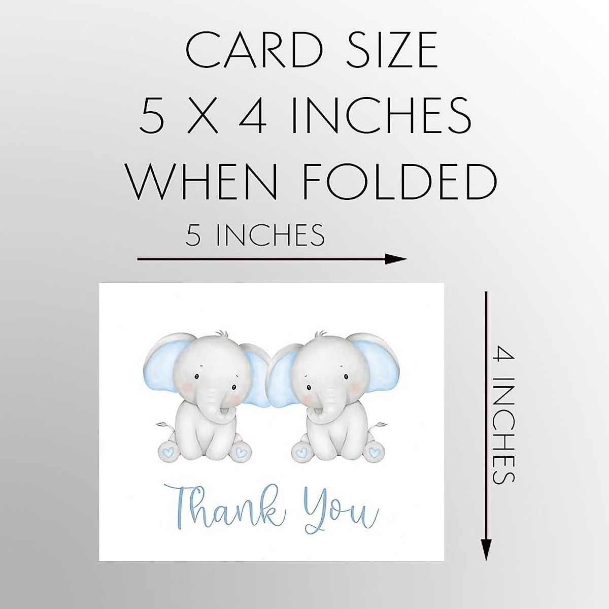 The Invite Lady Elephant Baby Shower Thank You Cards Watercolor Twins Unisex Gender Neutral Girl Boy Blue Pink Little Peanut Sprinkle Printed Folding Notes (24 Count)