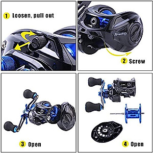 Sougayilang Baitcasting Reel, 7.0:1 Gear Ratio Super Smooth Power, 9 + 1 Shielded Ball Bearings Anti-Corrosion Baitcaster Reel Fishing Reel(Right)