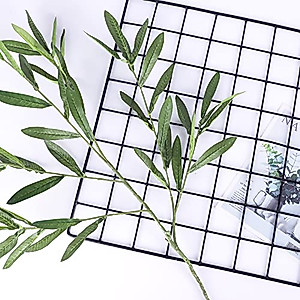 FUNARTY 5pcs Artificial Olive Leaves Long Stems 37" Tall with 270 Leaves Fake Eucalyptus Plant Branches for Floral Arrangement Vase Bouquets Wedding Greenery Decor