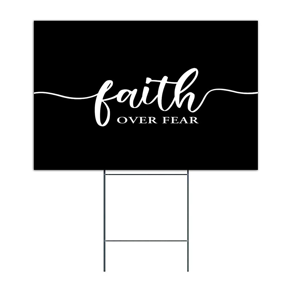 Autravelco Faith Over Fear Yard Lawn Sign Lawn Decoration Props for Outside 12x18 Inch Customized Lawn Sign Metal Lawn Signs with Stakes for Rent House