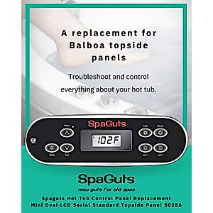 Spaguts Hot Tub Control Panel Replacement, Mini Oval LCD Serial Standard Topside Panel 50286, with 10ft Cord