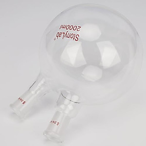 stonylab Flat Bottom Flask FBF, Heavy Wall 2-Neck Lab Flask Borosilicate Glass Flat Bottom Boiling Flask with 24/40 Standard Joint, 2000 ml (2 L)