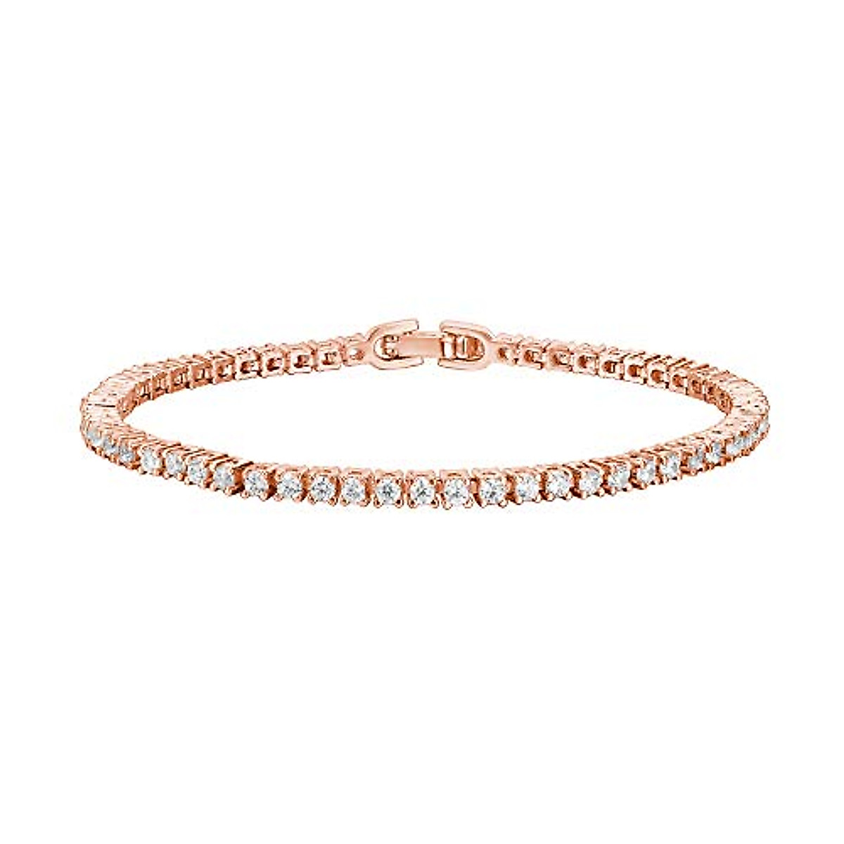 PAVOI 14K Gold Plated Cubic Zirconia Classic Tennis Bracelet | Rose Gold Bracelets for Women | 6.5 Inches