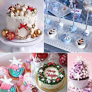 Tongker 6PCS Snowflake Cookie Cutters With Plunger Stamps Embossing Tools for Cake Cupcake Decorating