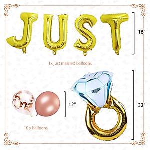 LaVenty Set of 12 Just Married Balloons Just Married Banner Bridal Shower Party Balloons Bridal Shower Party Decoration Wedding Party Decoration