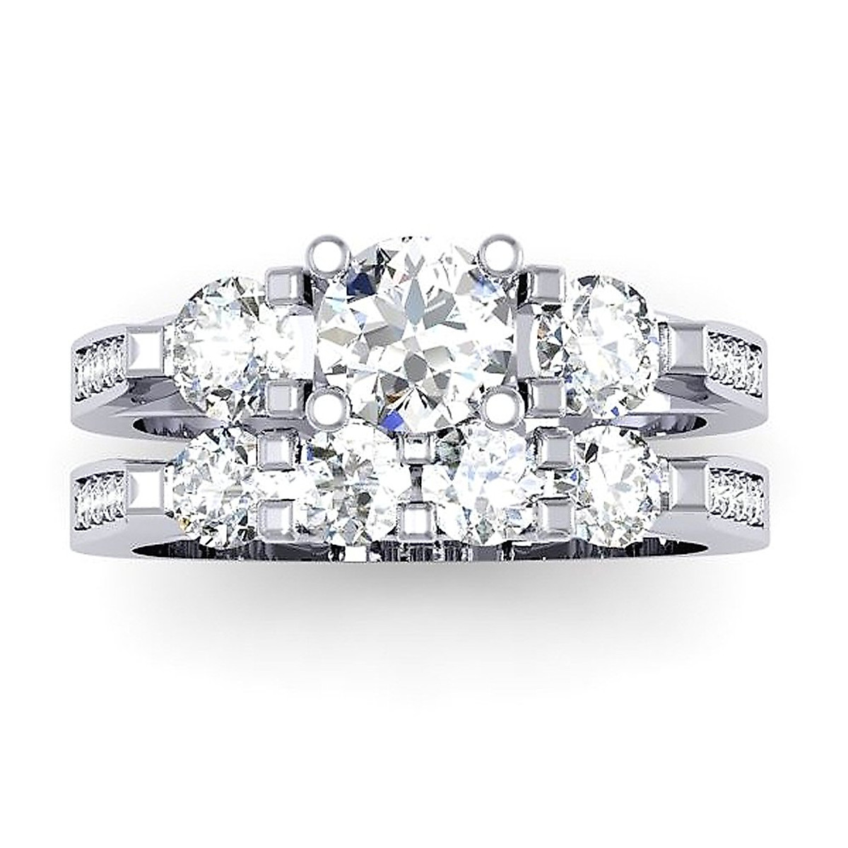 Dazzlingrock Collection 1.40 Carat (ctw) 14k Round Diamond Women Wedding Ring Set with Matching Wedding Band, White Gold, Size 9