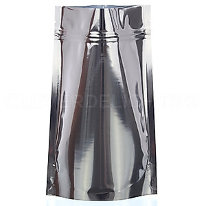 CleverDelights 8oz Silver Stand Up Pouches - 100 Pack - 6" x 9" x 3" - Resealable Bag 6x9x3 Inch