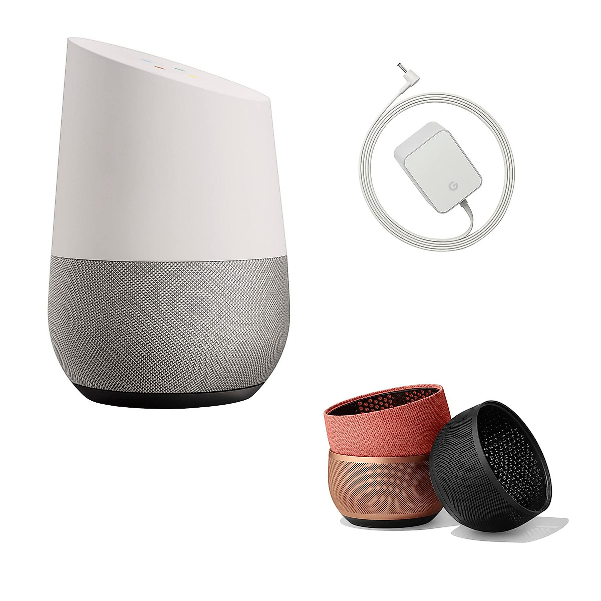 Google Nest Hello White/Slate Speaker and Metallic Base Bundle