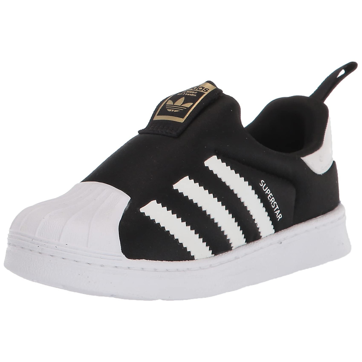 adidas Originals Superstar 360 Sneaker, Core Black/White/Gold Metallic, 1 US Unisex Little Kid