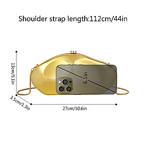 Zeph Hosea Women Seashell Shaped Evening Bag Purse Chain Strap Shoulder Bag Crossbody Bag, Gold
