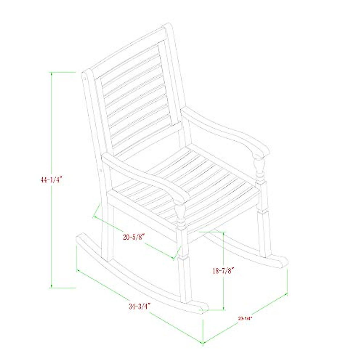 Acacia Wood Patio Rocking Chair in Dark Brown