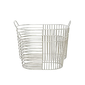 CosmoLiving by Cosmopolitan Contemporary Metal Round Storage Basket, Set of 2 14", 12"H, Silver