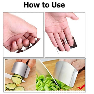 Finger Protector, Stainless Steel Finger Protector Guard for Safe Chopping and Slicing in Kitchen Adjustable Easy to Clean Tool for Chefs and Home Cooks